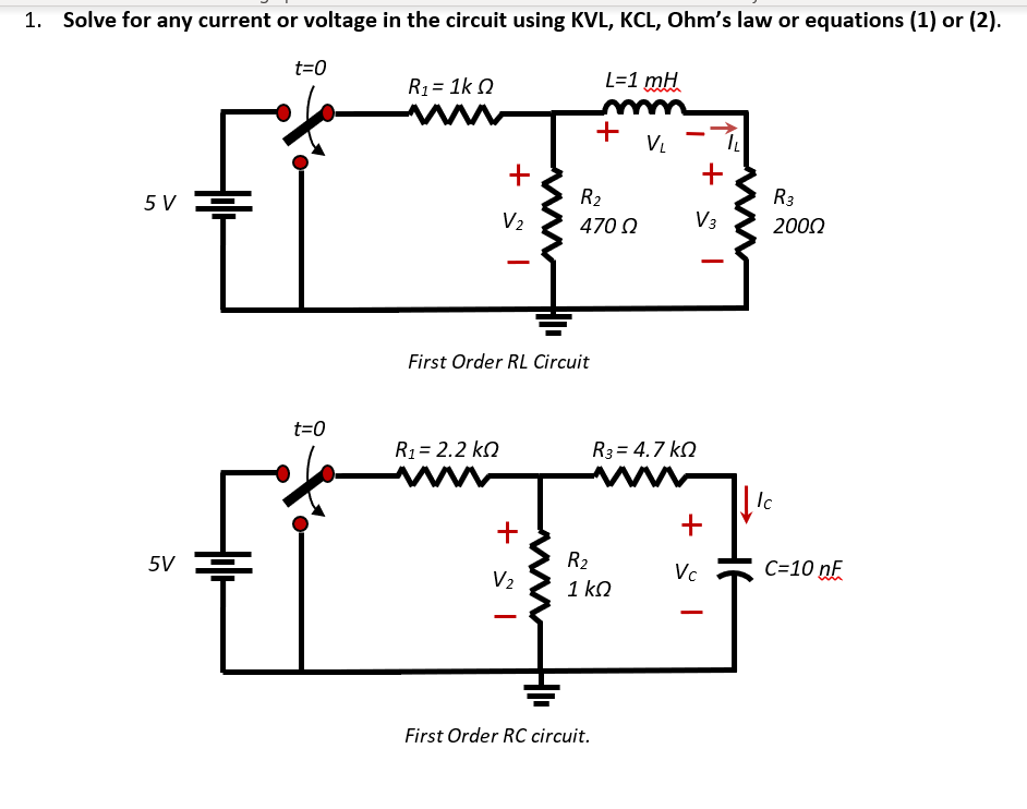 1. Solve for any current or voltage in the circuit | Chegg.com