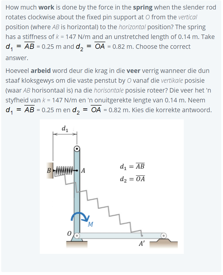 Solved How much work is done by the force in the spring when | Chegg.com