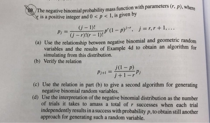 e negative binomial probability mass function with | Chegg.com