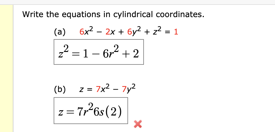 Solved Write the equations in cylindrical coordinates. (a) | Chegg.com