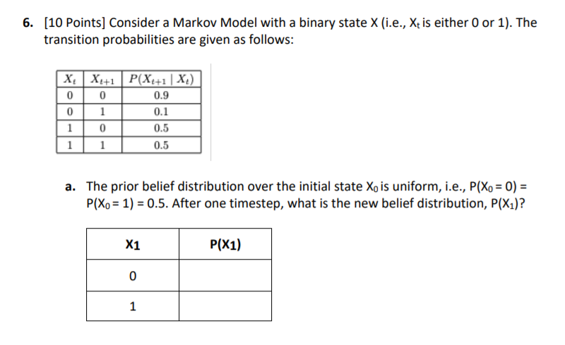 Solved 6. [10 Points] Consider a Markov Model with a binary | Chegg.com