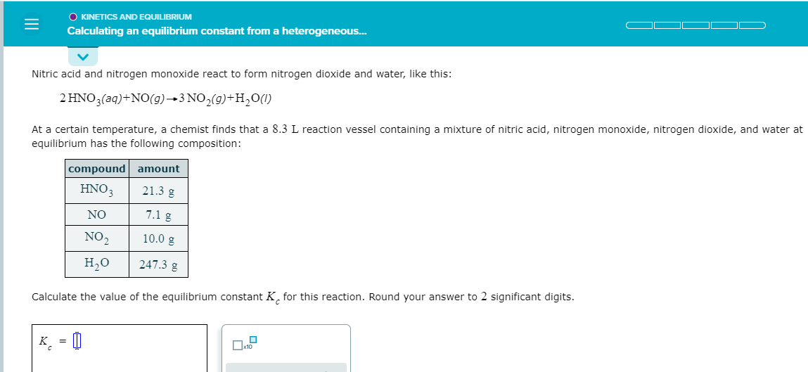 Solved O KINETICS AND EQUILIBRIUM Calculating an equilibrium | Chegg.com