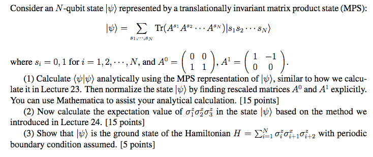 Solved Consider an N-qubit state |V) represented by a | Chegg.com
