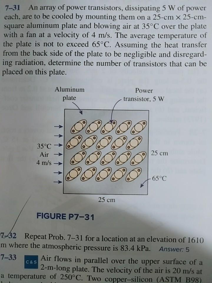 Solved 7-31 An array of power transistors, dissipating 5 W | Chegg.com