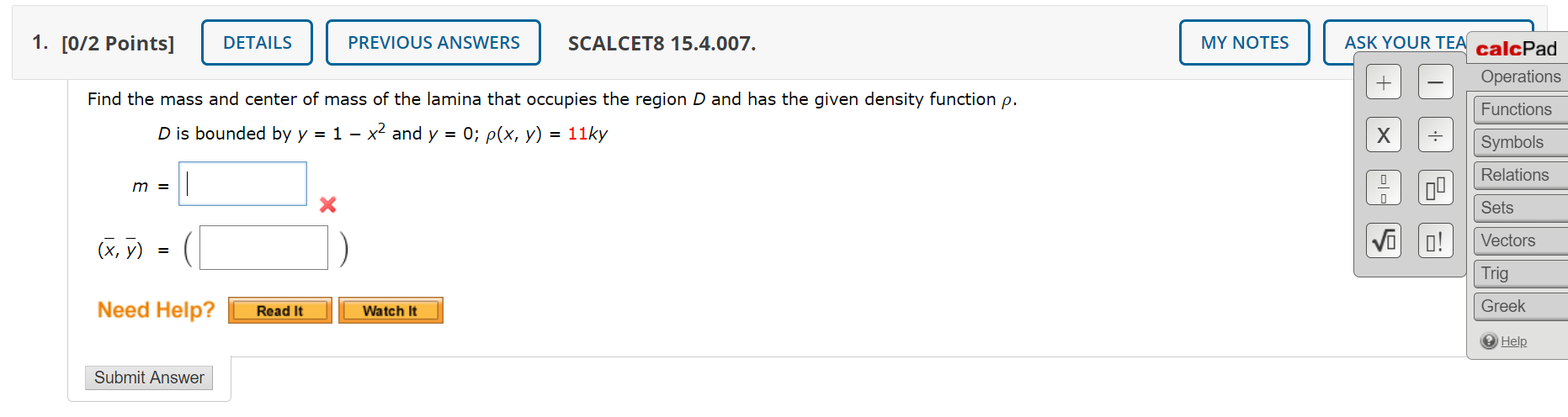 Solved 1. [0/2 Points] DETAILS PREVIOUS ANSWERS SCALCET8 | Chegg.com