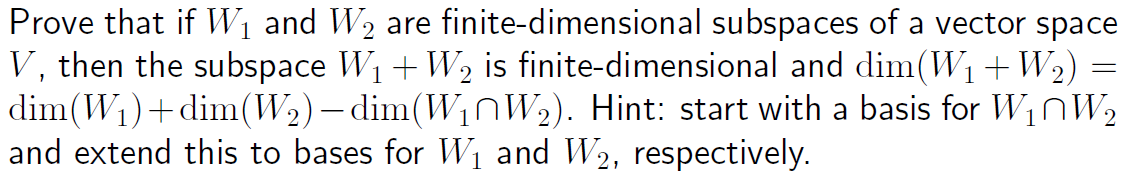 Solved Prove that if Wį and W2 are finite-dimensional | Chegg.com