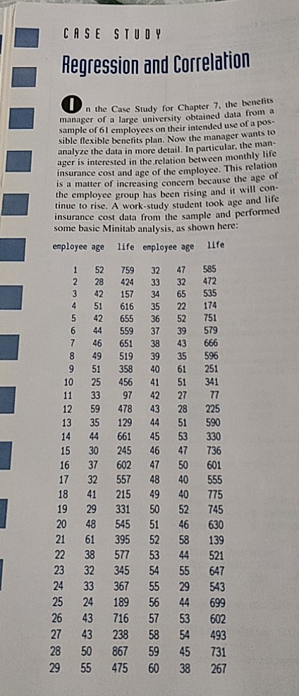 CASE STUDY Regression and Correlation n the Case | Chegg.com