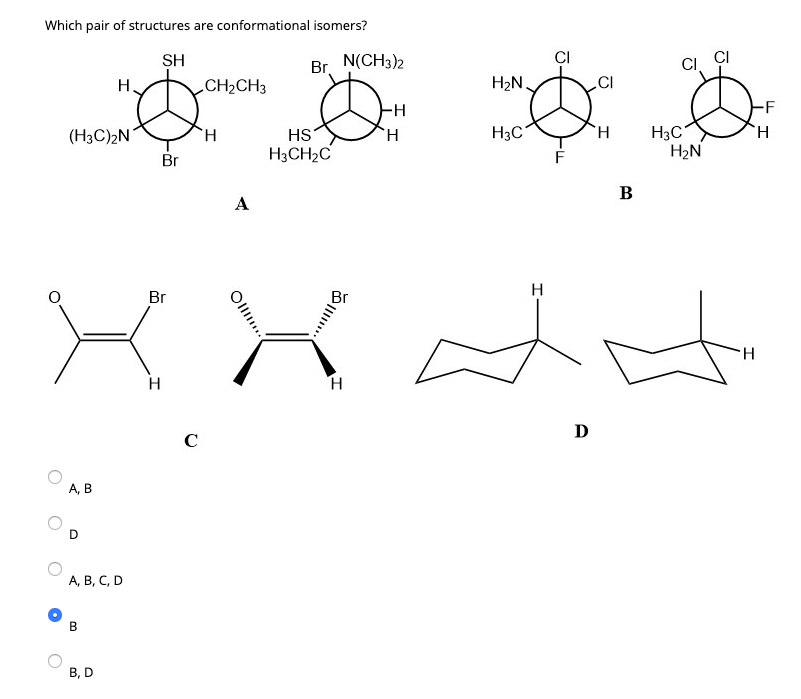 Solved Which pair of structures are conformational isomers? | Chegg.com
