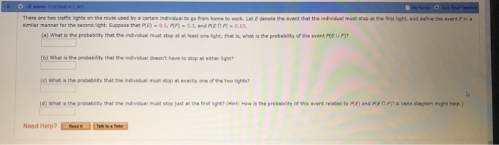 Solved There are two traffic lights on the route used by a | Chegg.com