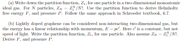 Solved (a) Write down the partition function, Z, for one | Chegg.com
