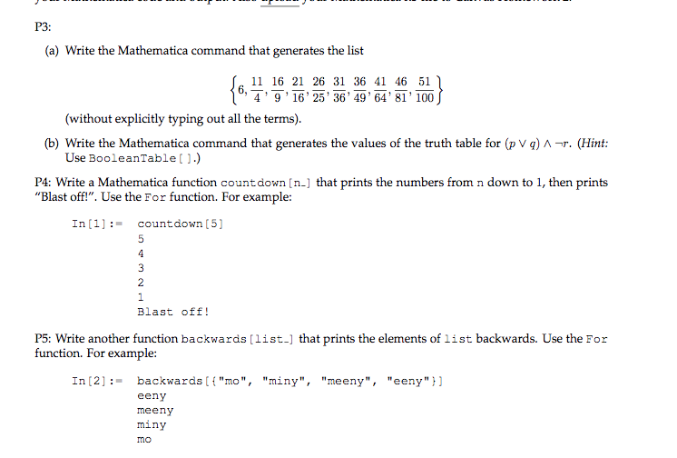 Solved P3: )Wite the Mathematica command that gemerats he i | Chegg.com
