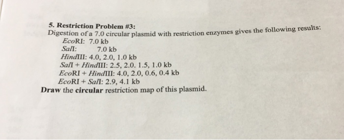 Solved Digestion of a 7.0 circular plasmid with restriction | Chegg.com