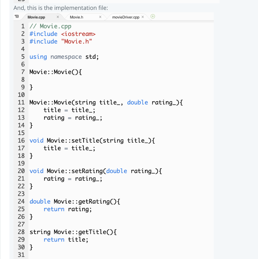 Solved This is the header file for the Movies class: 3 | Chegg.com