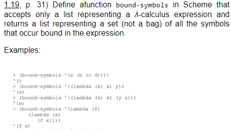 Solved in DrRacket Scheme define a function bound-symbols in | Chegg.com