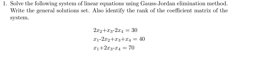 Solved Solve the following system of linear equations using | Chegg.com