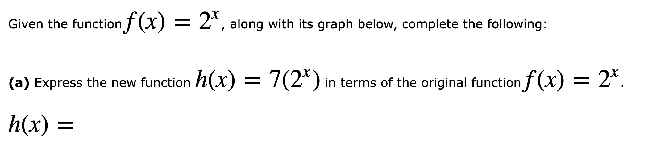 Solved Given the function f(x)=2x, ﻿along with its graph | Chegg.com