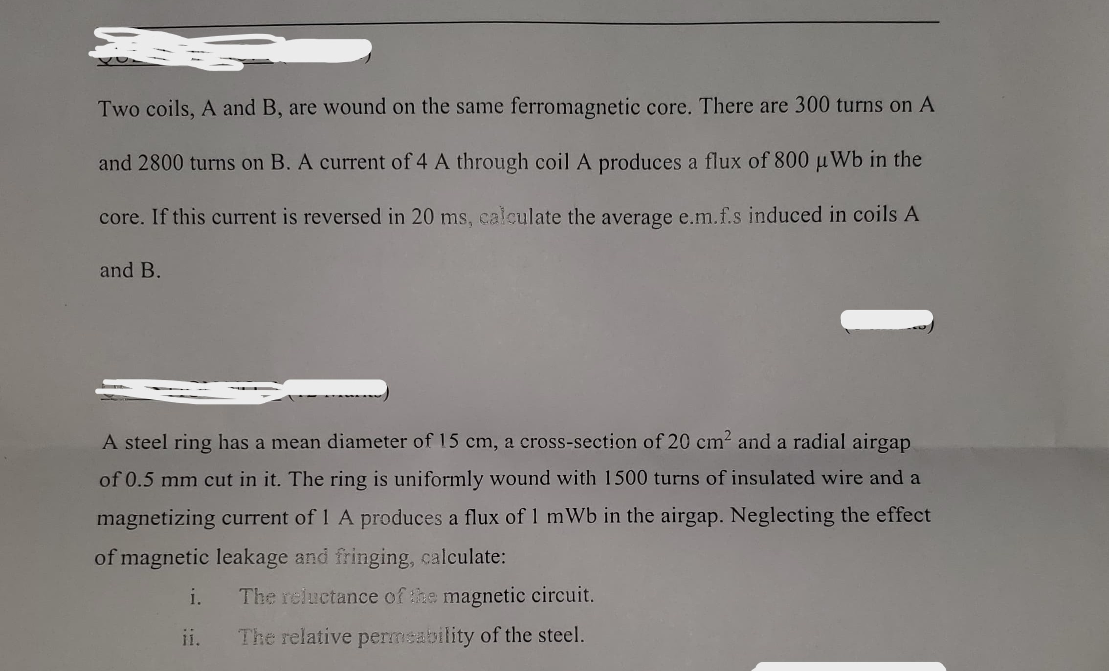 Solved Two coils, A and B, ﻿are wound on the same | Chegg.com