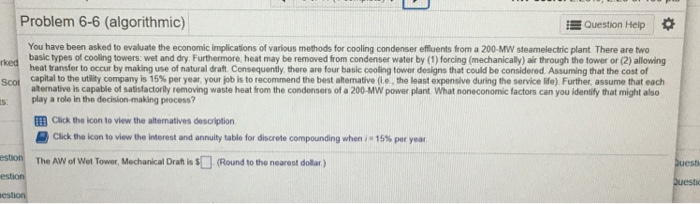 Problem 6-6 (algorithmic) Question Hep * You have | Chegg.com
