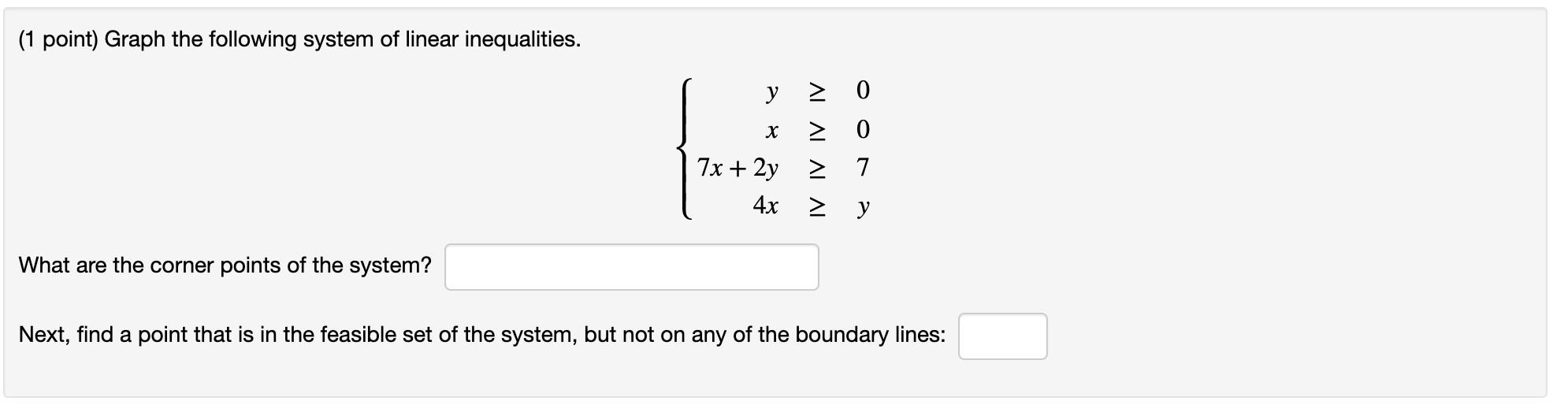 Solved (1 point) Graph the following system of linear | Chegg.com