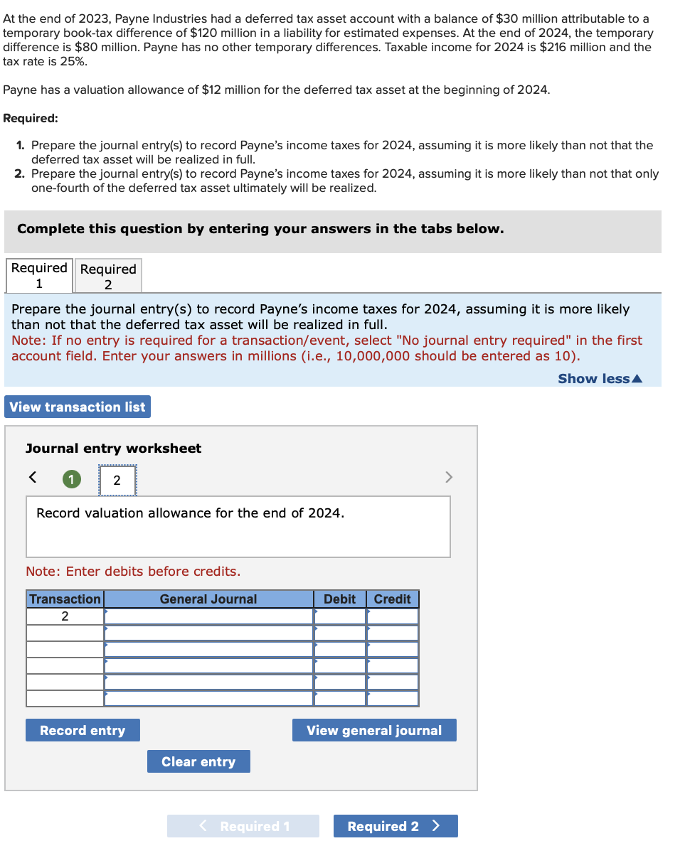 Solved At the end of 2023 , Payne Industries had a deferred | Chegg.com