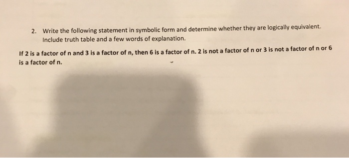 Solved Write the following statement in symbolic form and | Chegg.com