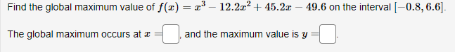 Solved Find the global maximum value of | Chegg.com