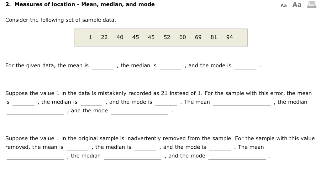 Solved 1. Sample statistics and population parameters Aa Aa | Chegg.com