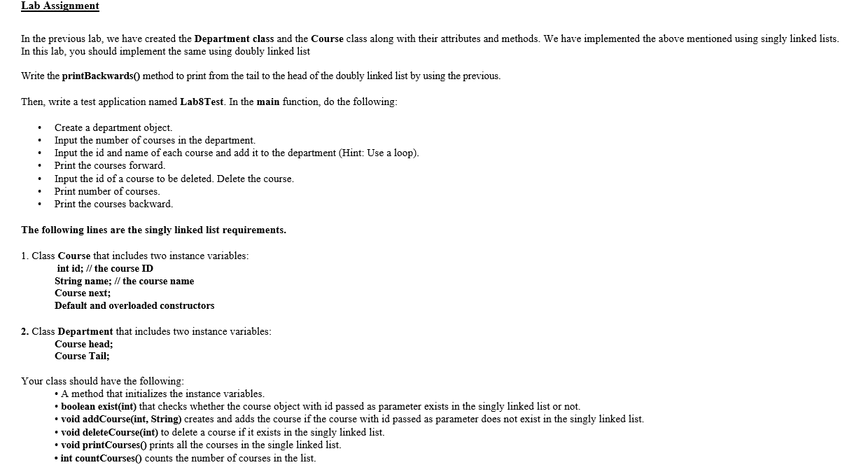 Solved Lab Assignment In the previous lab, we have created | Chegg.com