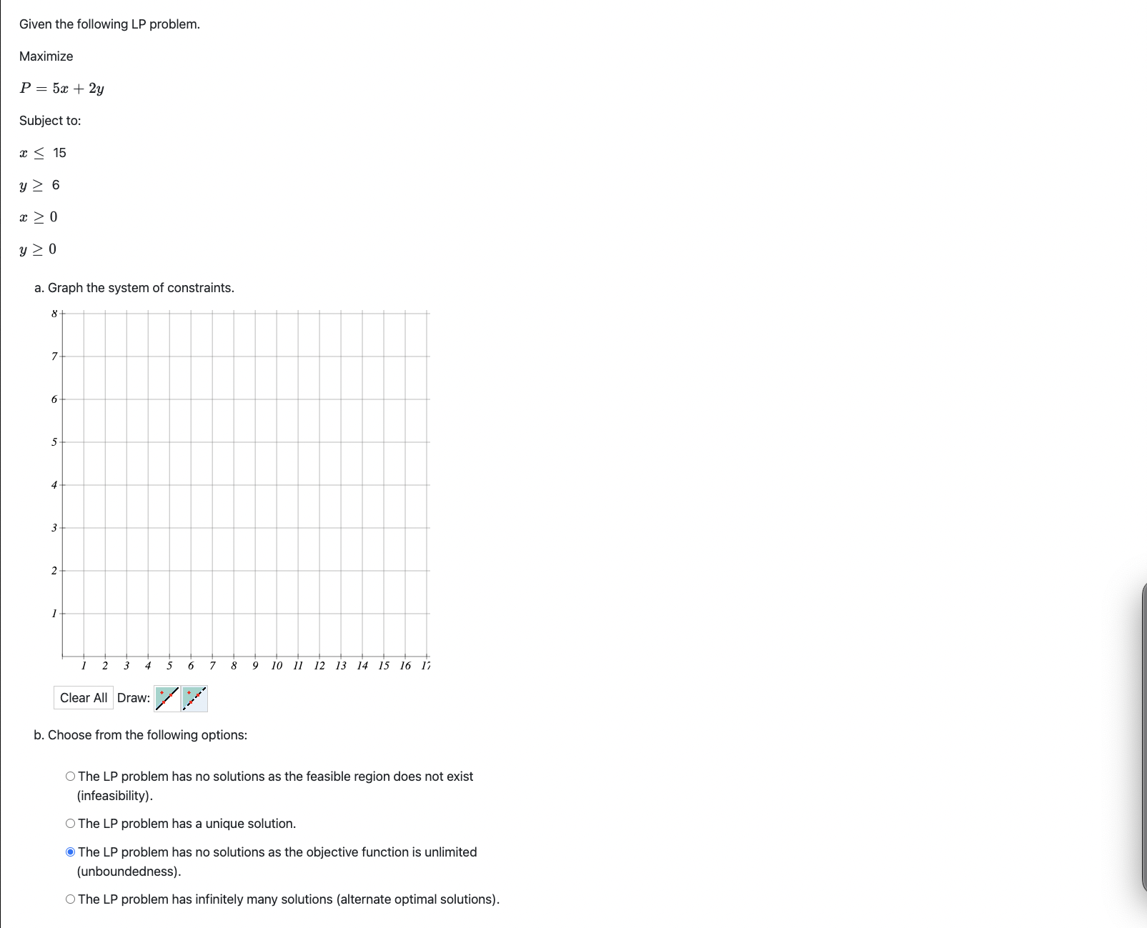 Solved Given the following LP problem. Maximize P=5x+2y | Chegg.com