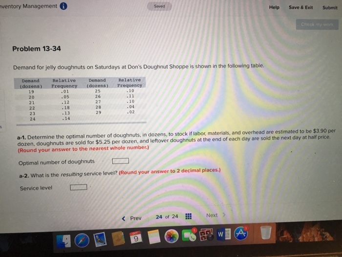 Solved ventory Management Saved Help Save& Exit Submit | Chegg.com