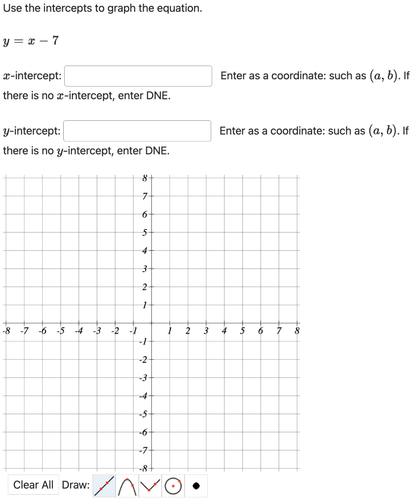 Solved Use the intercepts to graph the equation. y=x−7 | Chegg.com