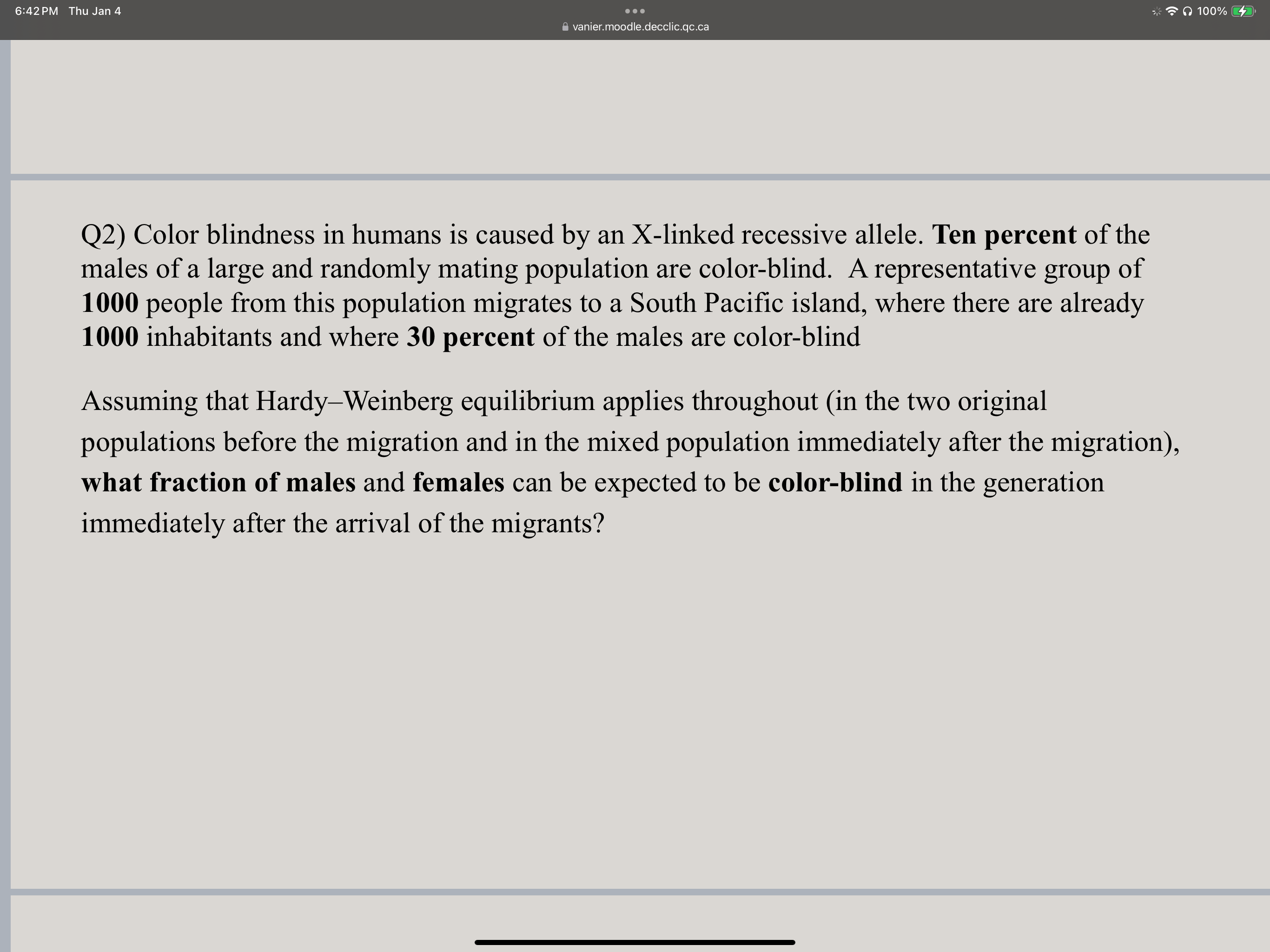 Solved Q2) ﻿Color blindness in humans is caused by an | Chegg.com