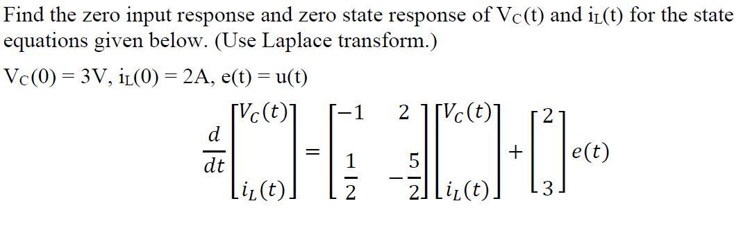 Solved Find the zero input response and zero state response | Chegg.com