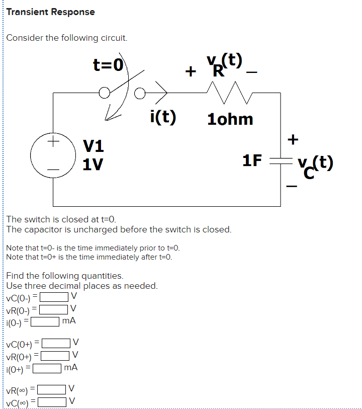 Solved Transient Response Consider the following circuit. | Chegg.com
