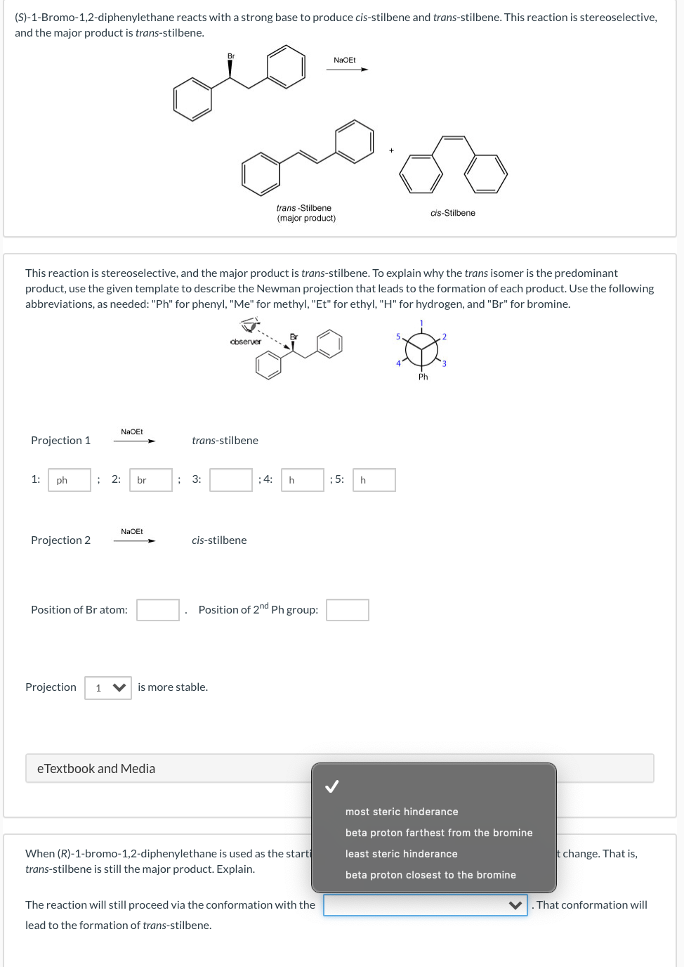 Solved (5)-1-Bromo-1,2-diphenylethane reacts with a strong | Chegg.com