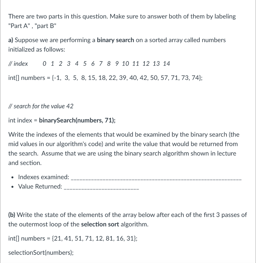 Solved There are two parts in this question. Make sure to | Chegg.com