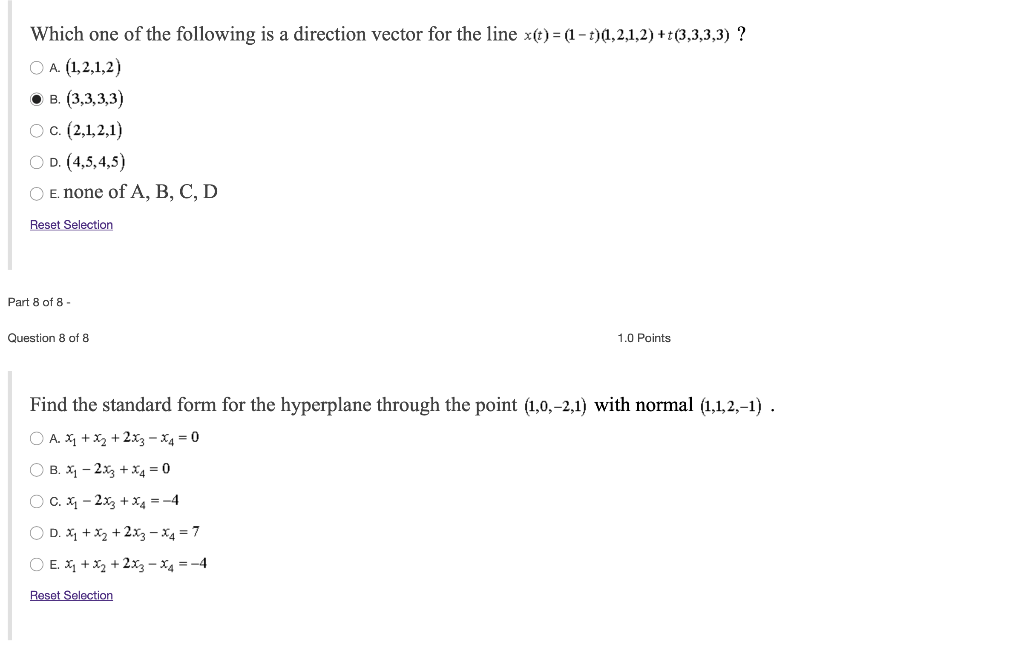 Solved Which one of the following is a direction vector for | Chegg.com