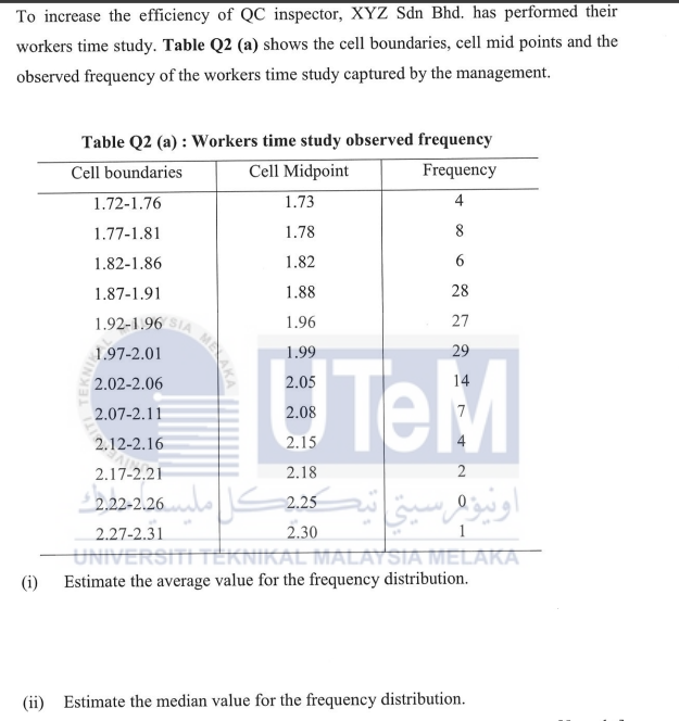 Solved To increase the efficiency of QC inspector, XYZ Sdn | Chegg.com