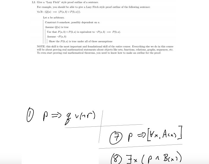 L3. Give a "Laxy Fitch" style proof outline of a | Chegg.com