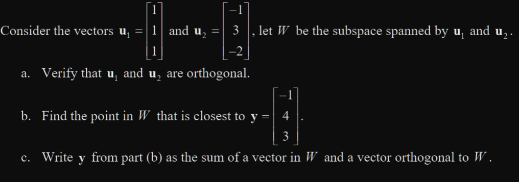 Solved Consider the vectors \\( | Chegg.com