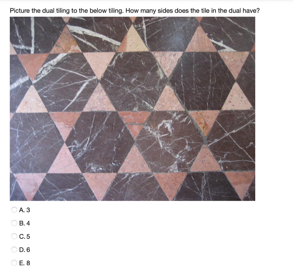 Solved Picture the dual tiling to the below tiling. How many | Chegg.com
