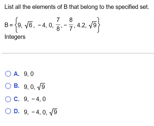 Solved List all the elements of B that belong to the | Chegg.com