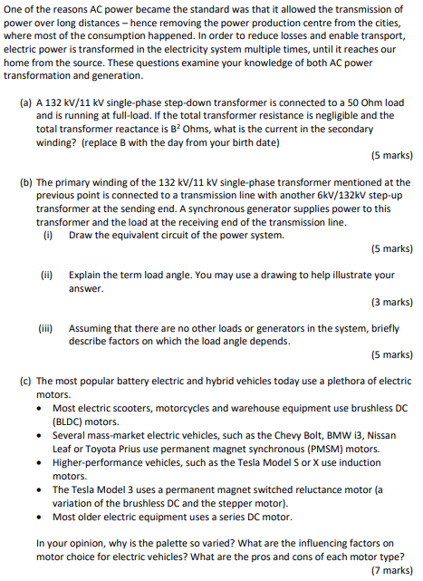 Solved One of the reasons AC power became the standard was | Chegg.com