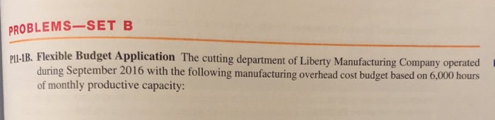 Solved PROBLEMS-SET B -IB. Flexible Budget Application The | Chegg.com