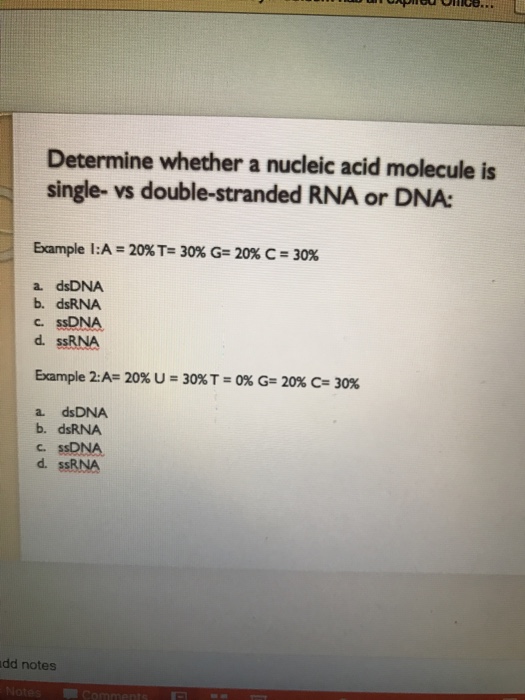 Solved Determine whether a nucleic acid molecule is single- | Chegg.com