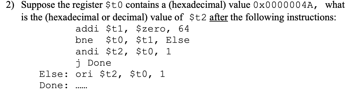 Solved 3. (10%) Logical and Branch Instructions. 1) Suppose | Chegg.com