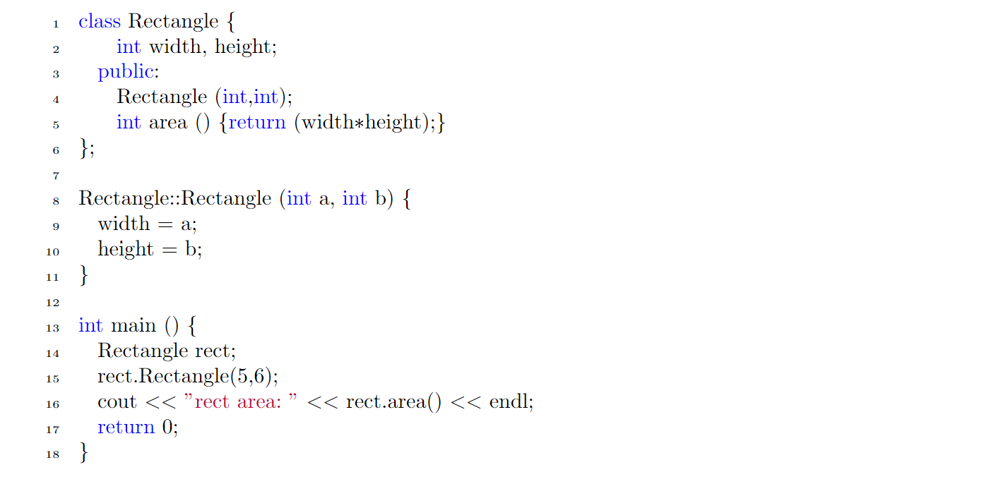 Solved 1123456789101112131415161718 class Rectangle { int | Chegg.com