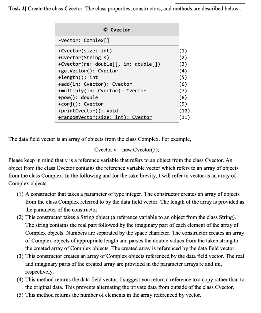 Task 2] Create the class Cvector. The class | Chegg.com