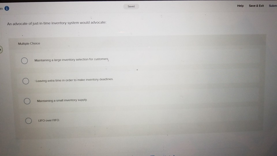 Solved Saved Help Save & Exit Subm An advocate of | Chegg.com