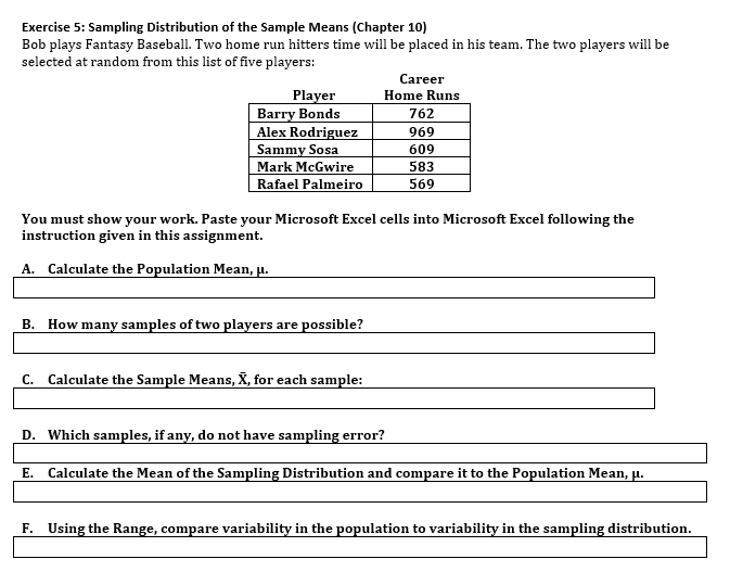 Solved Exercise 5: Sampling Distribution of the Sample Means | Chegg.com